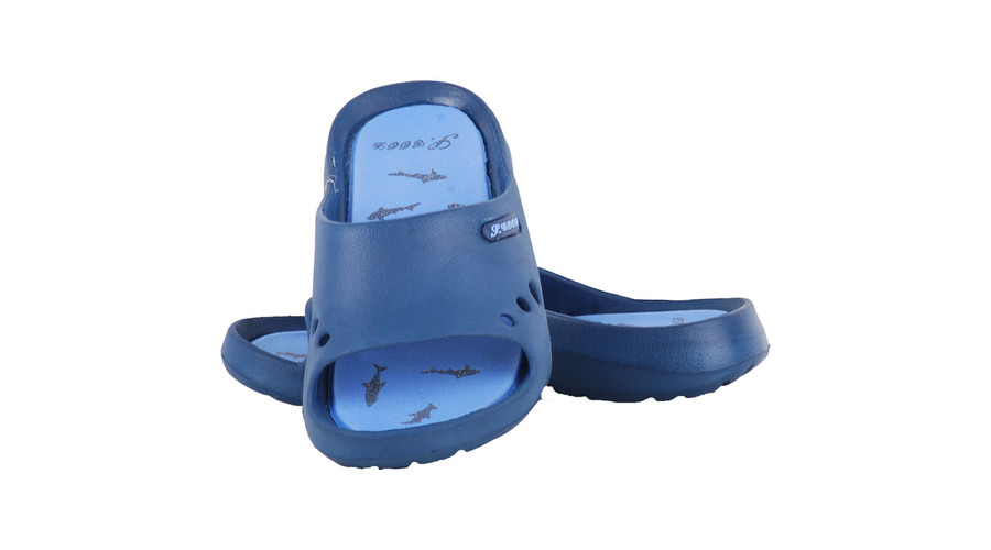 Sötétkék, cápás, fiú papucs - Levendula gyerekcipő webáruház